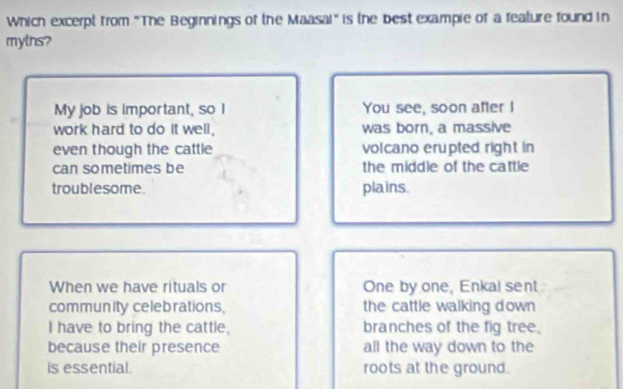 Solved: Which excerpt from "The Beginnings of the Maasai" is the best ...