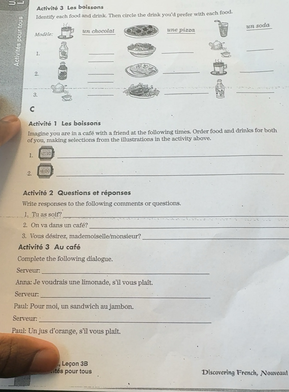 Solved: Activité 3 Les boissons Identify each food and drink. Then ...