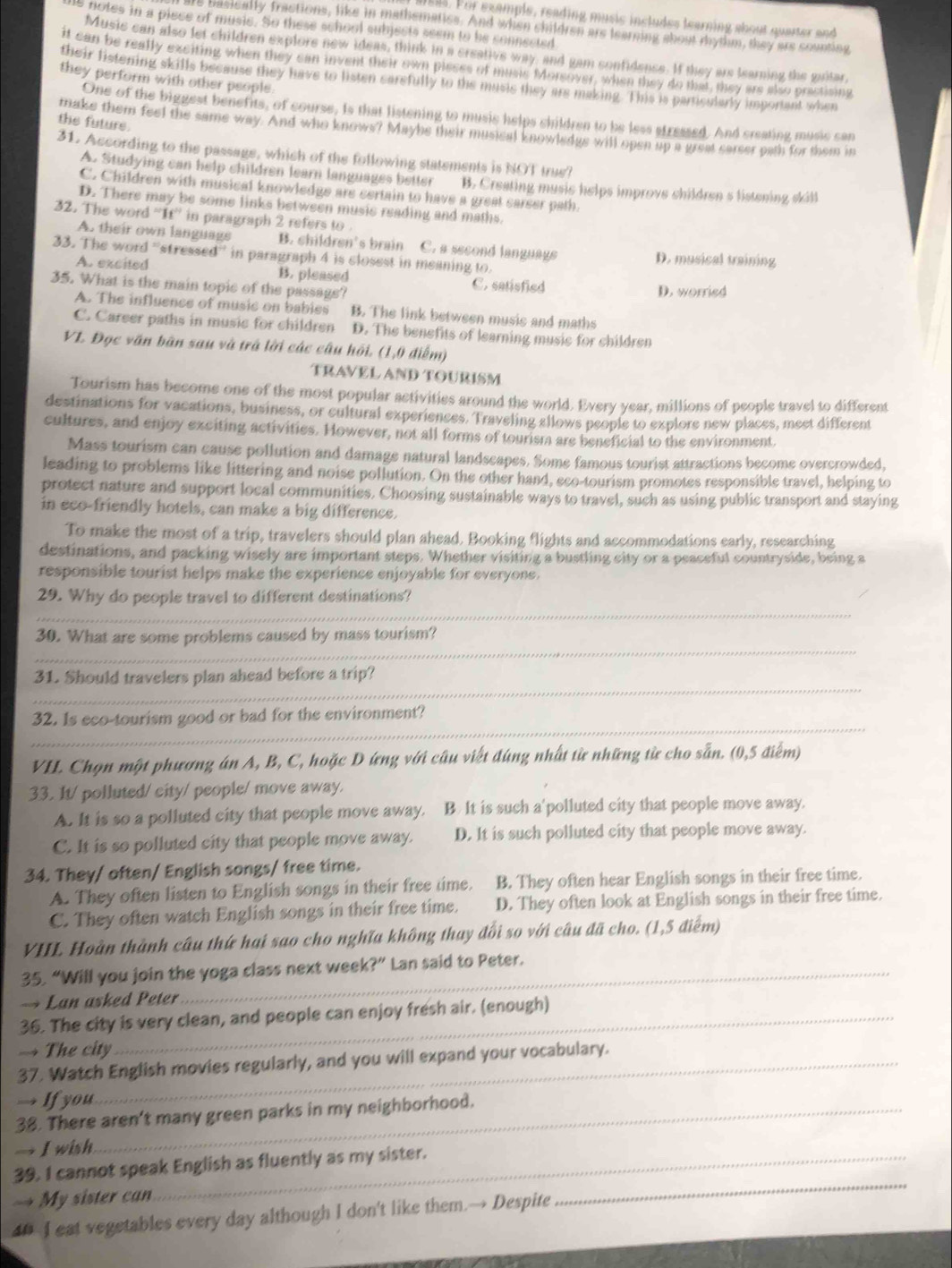 Giải quyết:Els. For example, reading music includes learning about ...