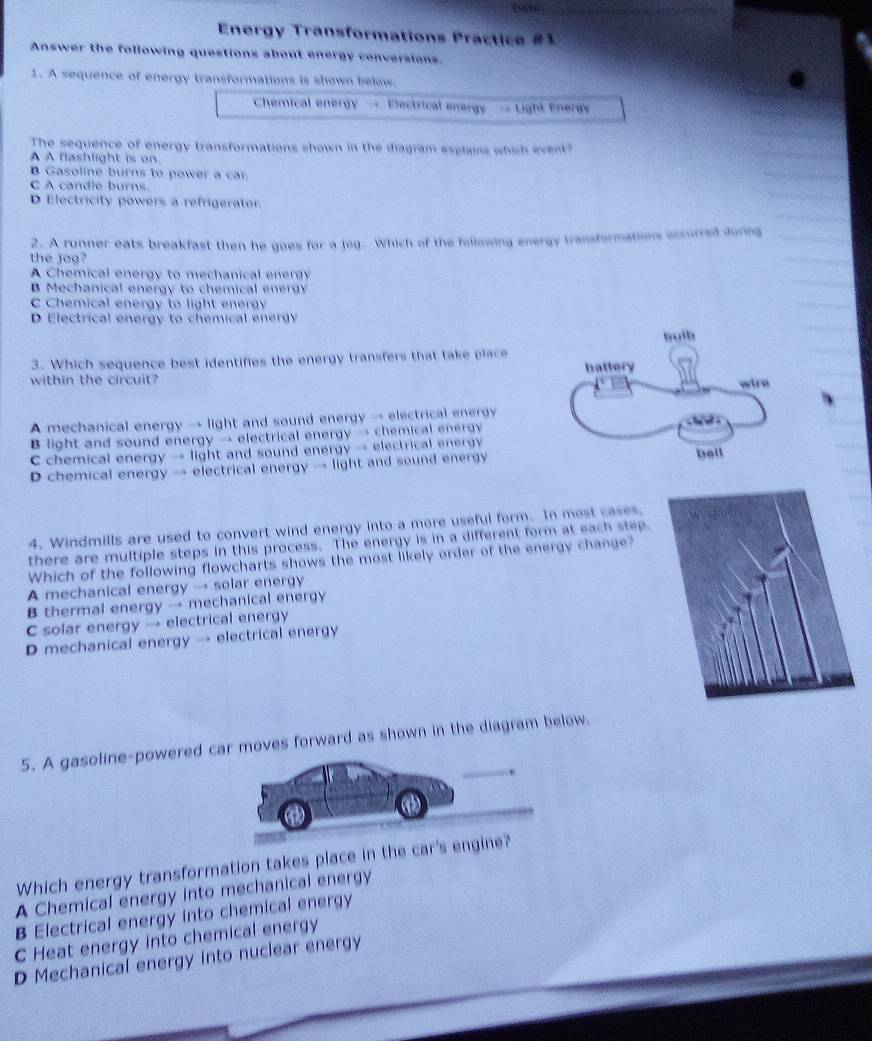Solved: Sare]_ Energy Transformations Practice #3 Answer the following ...