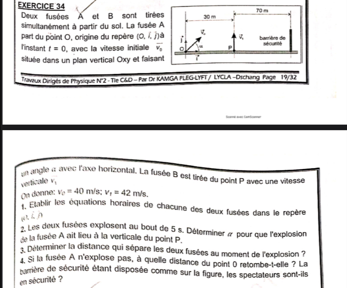 Solved: Deux fusées A et B sont tirées simultanément à partir du sol ...