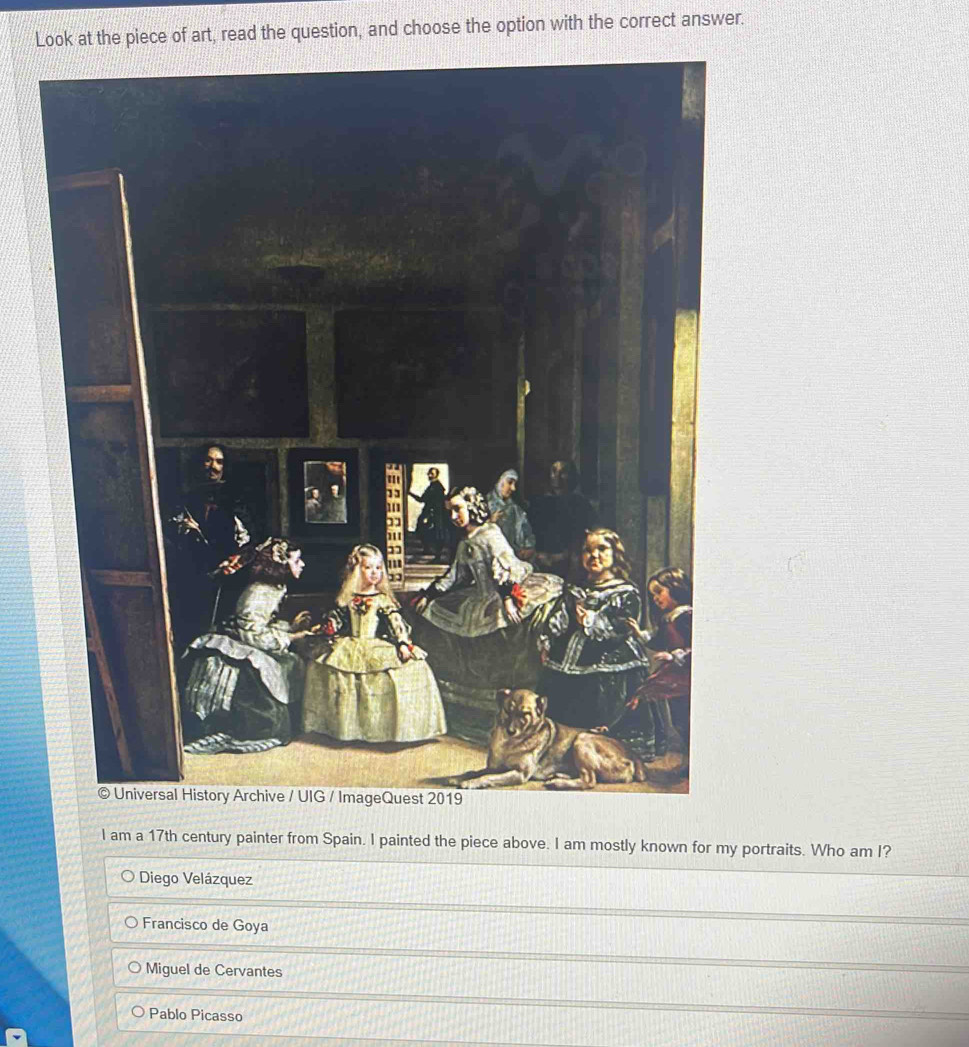 Solved: Look at the piece of art, read the question, and choose the ...