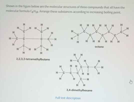 Solved: Shown in the figure below are the molecular structures of three ...