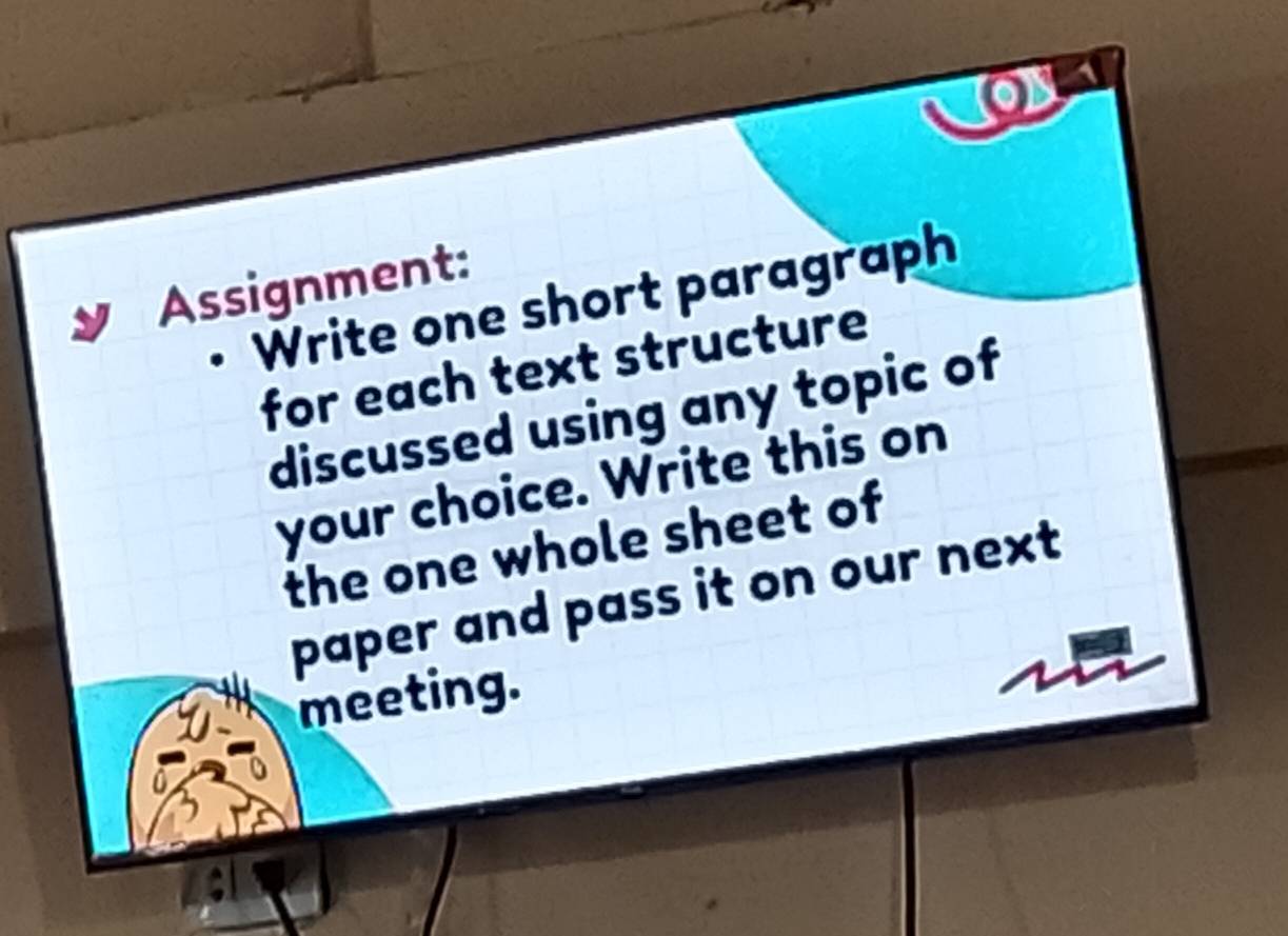 Solved: Assignment: Write one short paragraph for each text structure ...