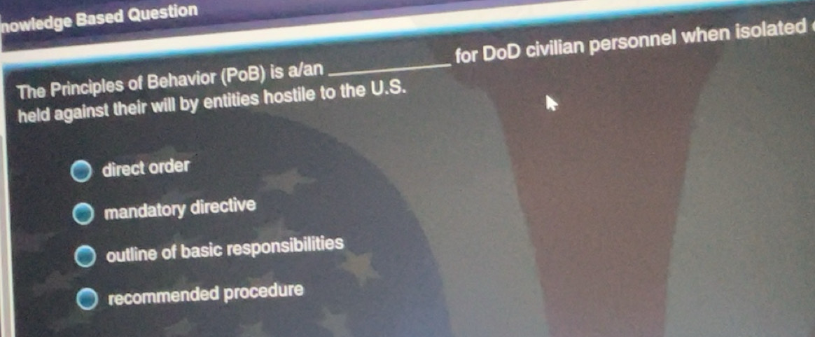 Solved: nowledge Based Question The Principles of Behavior (PoB) is a ...