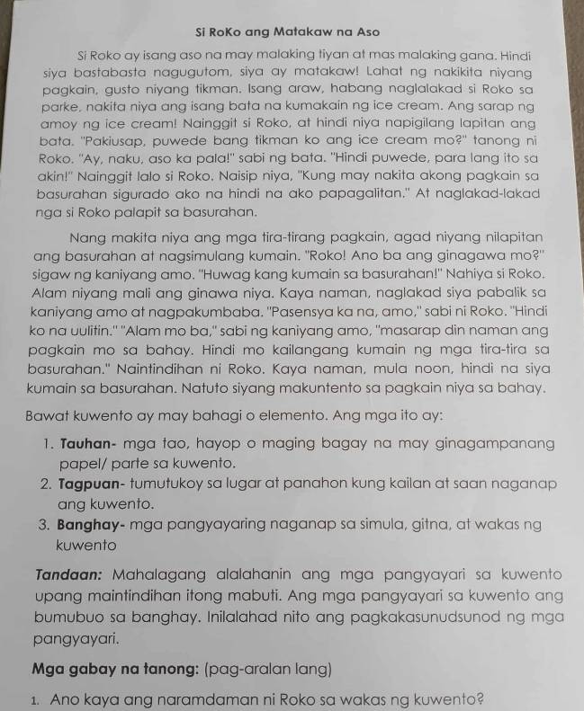 Solved: Si RoKo ang Matakaw na Aso Si Roko ay isang aso na may malaking ...