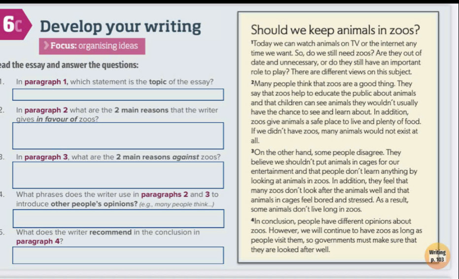 Giải quyết:6c Develop your writing Should we keep animals in zoos ...