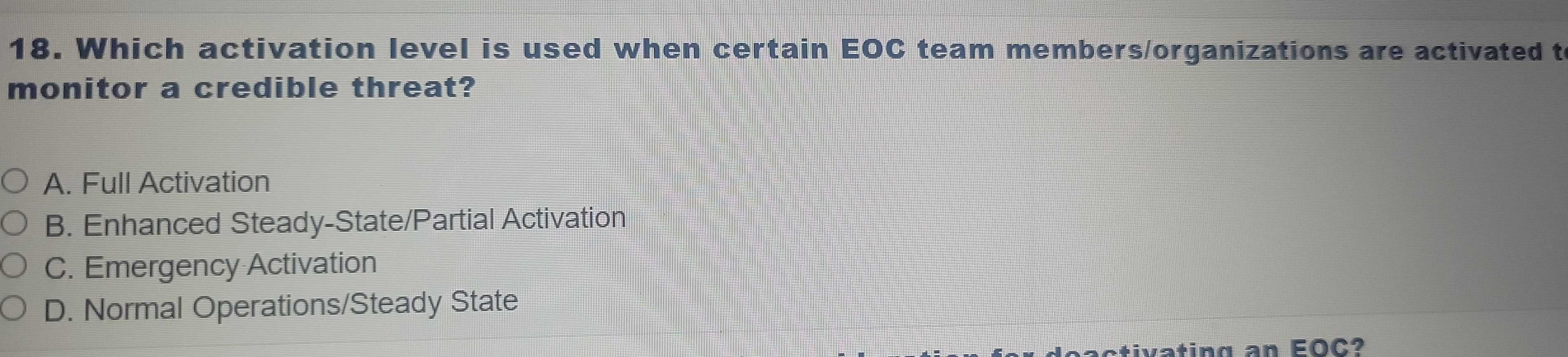 Solved: Which activation level is used when certain EOC team members ...