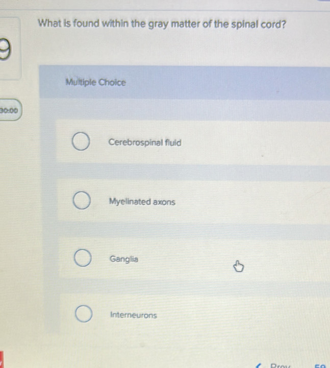 Solved: What is found within the gray matter of the spinal cord ...