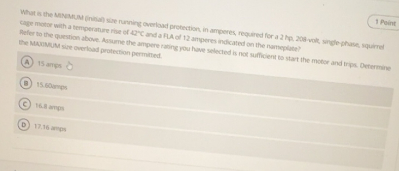 Solved: What is the MINIMUM (initial) size running overload protection ...