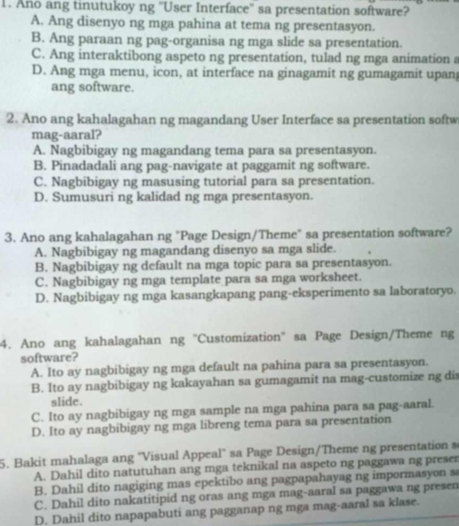 Solved: Ano ang tinutukoy ng 'User Interface' sa presentation software ...