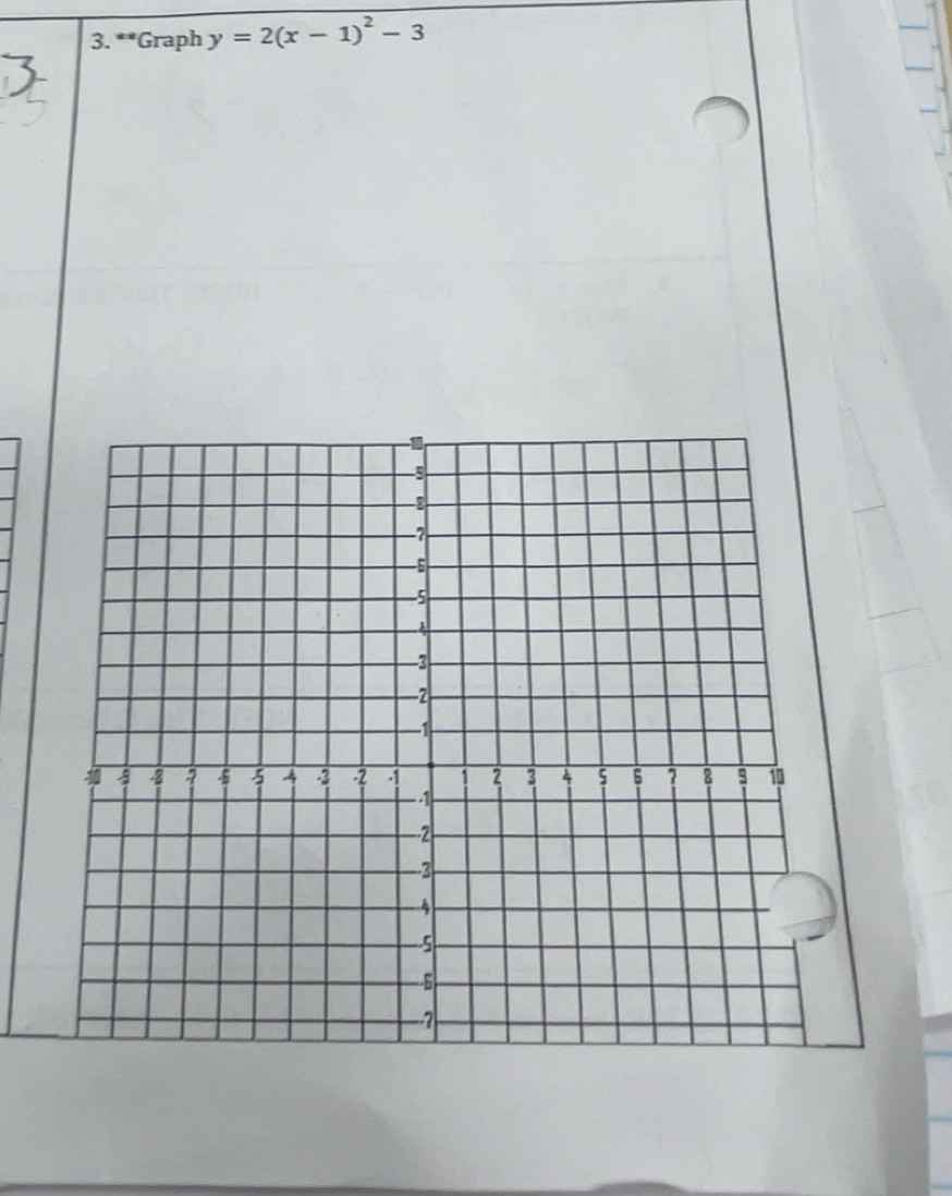 Solved: Graph y=2(x-1)^2-3 [Math]