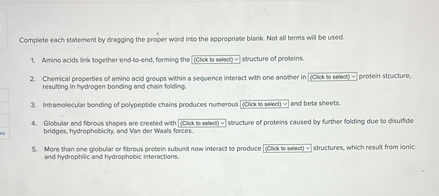 Solved: Complete each statement by dragging the proper word into the ...