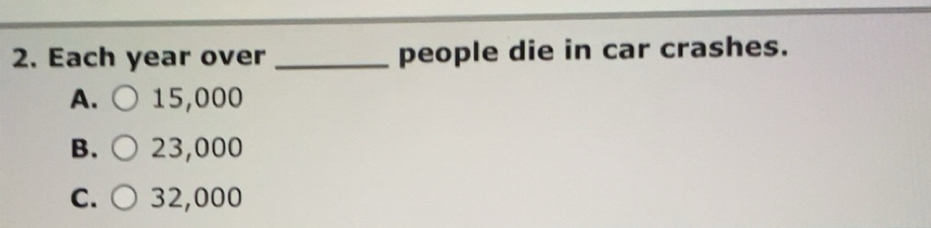 Each Year Over People Die In Car Crashes