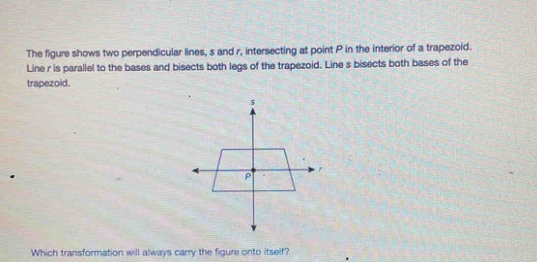 Solved: The figure shows two perpendicular lines, s and r, intersecting at point P in the ...