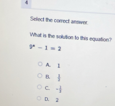 Solved: Select the correct answer. What is the solution to this ...