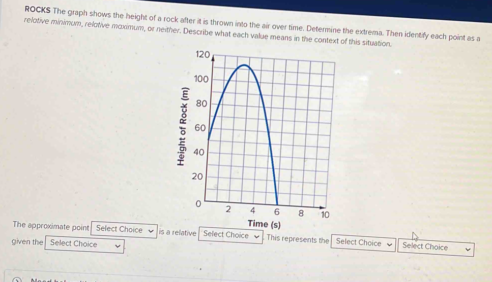 Solved: ROCKS The graph shows the height of a rock after it is thrown ...