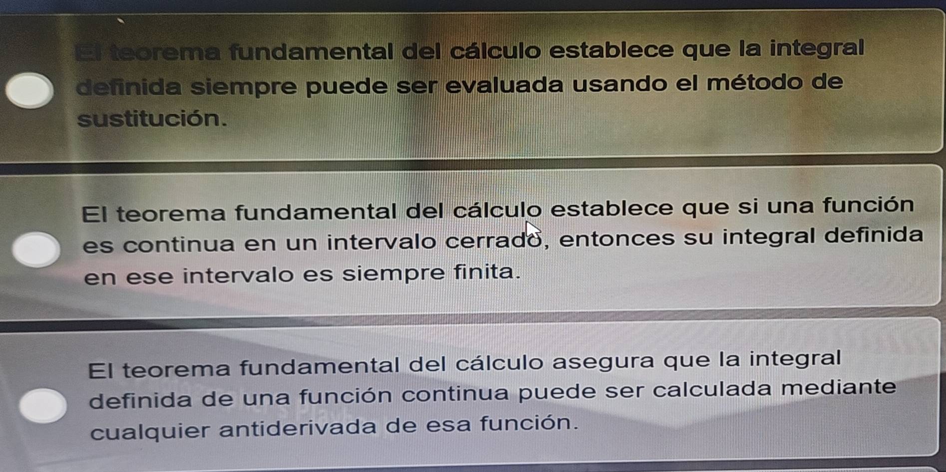 Resuelto:El teorema fundamental del cálculo establece que la integral ...