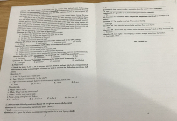 Giải quyết:and tonal to. Vallooe n te wortdts frr monal park. Yea 4 _ e ...