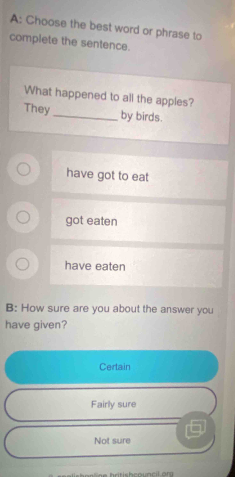 Solved: A: Choose the best word or phrase to complete the sentence ...