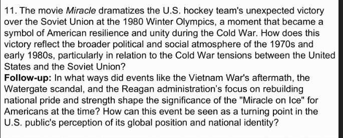 Solved: The movie Miracle dramatizes the U.S. hockey team's unexpected ...