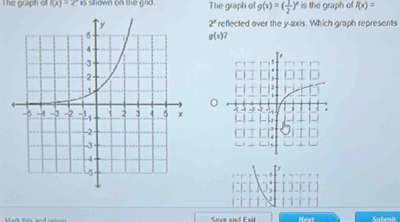 Solved: The graph of f(x)=2 is shown on the grd. The graph of g(x)=( 1/ ...