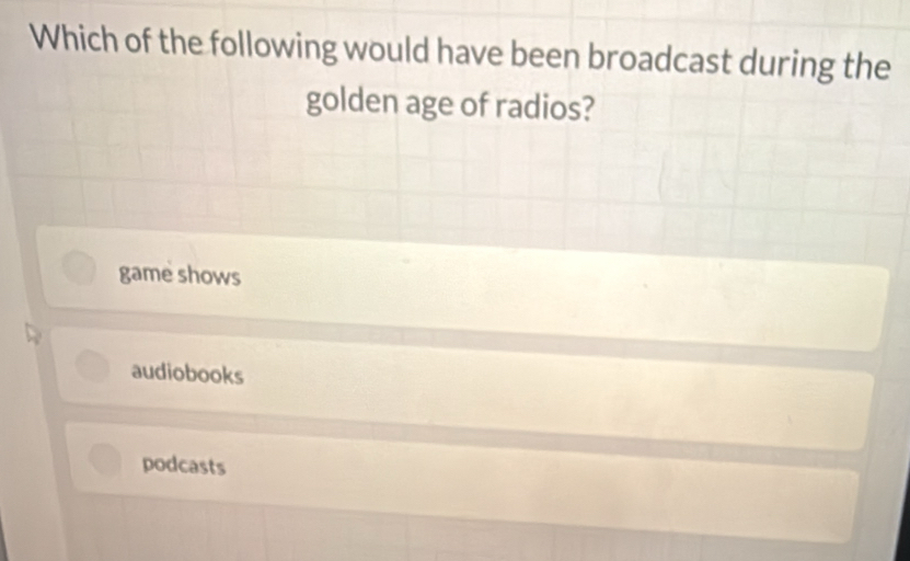 Solved: Which of the following would have been broadcast during the ...