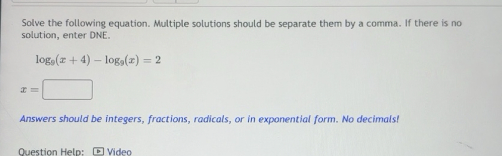 Solved: Solve the following equation. Multiple solutions should be ...