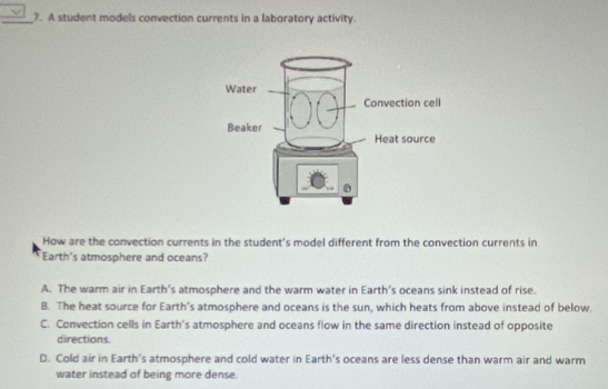 Solved: A student models convection currents in a laboratory activity ...