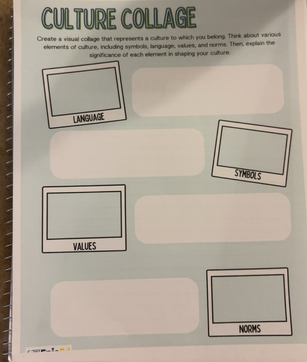 Solved: CULTURE COLLAGE Create a visual collage that represents a ...