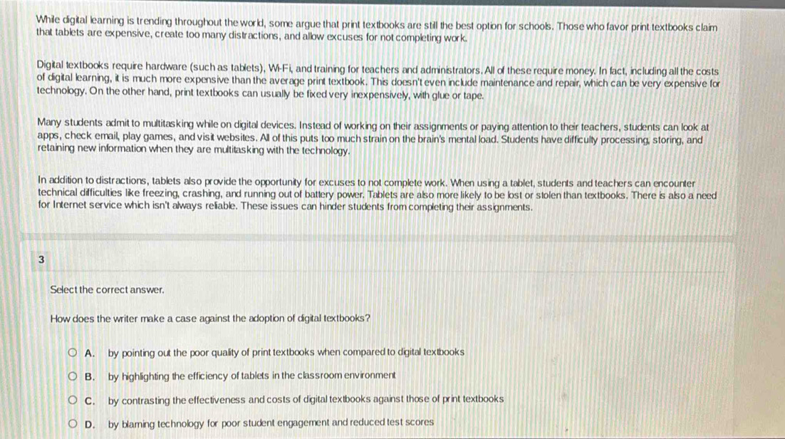 Solved: While digital learning is trending throughout the world, some ...