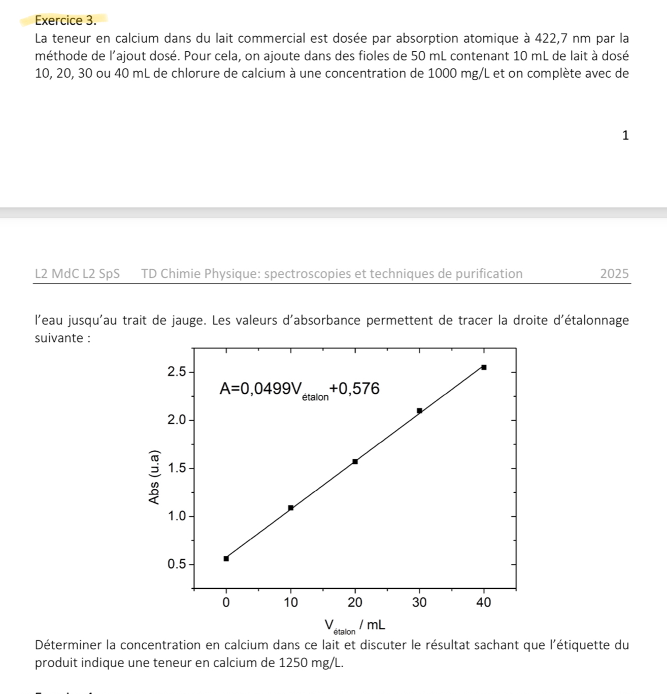 Résolu :La teneur en calcium dans du lait commercial est dosée par ...