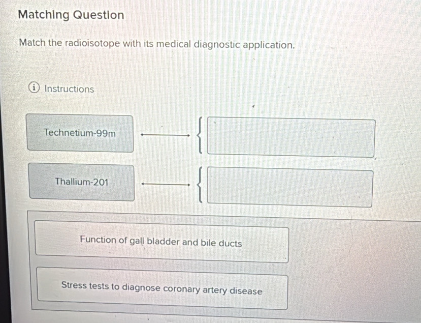 Solved: Matching Question Match the radioisotope with its medical ...