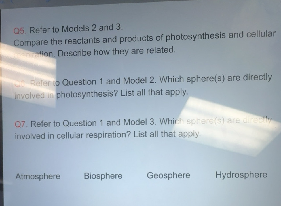 Solved: Refer to Models 2 and 3. Compare the reactants and products of ...