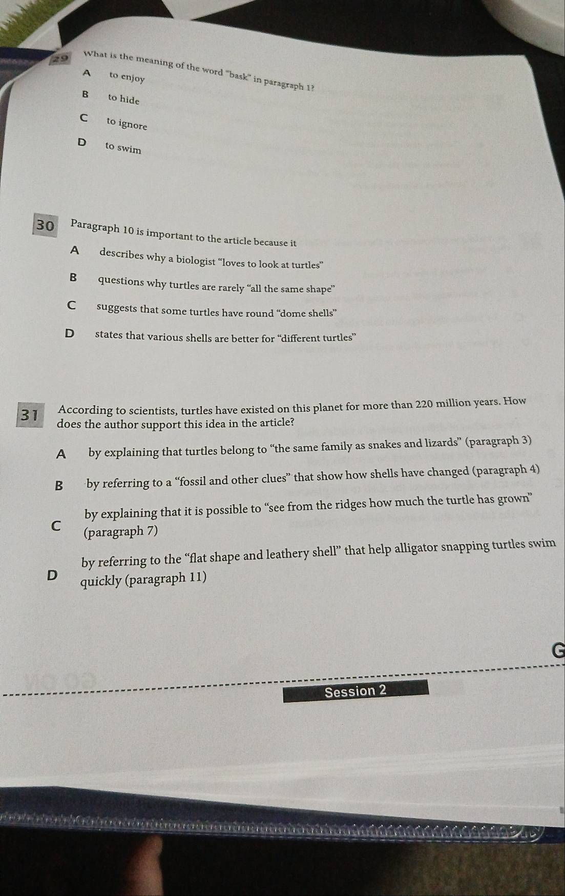 Solved: What is the meaning of the word “bask” in paragraph 1? A to ...