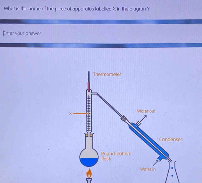 Solved: What is the name of the piece of apparatus labelled X in the ...
