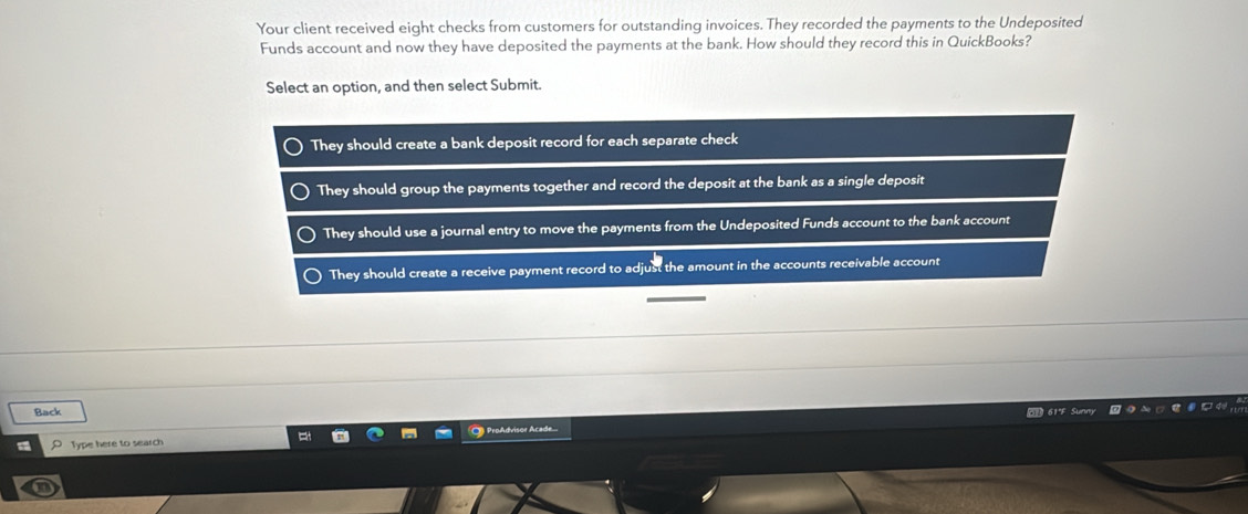 Solved: Your client received eight checks from customers for ...