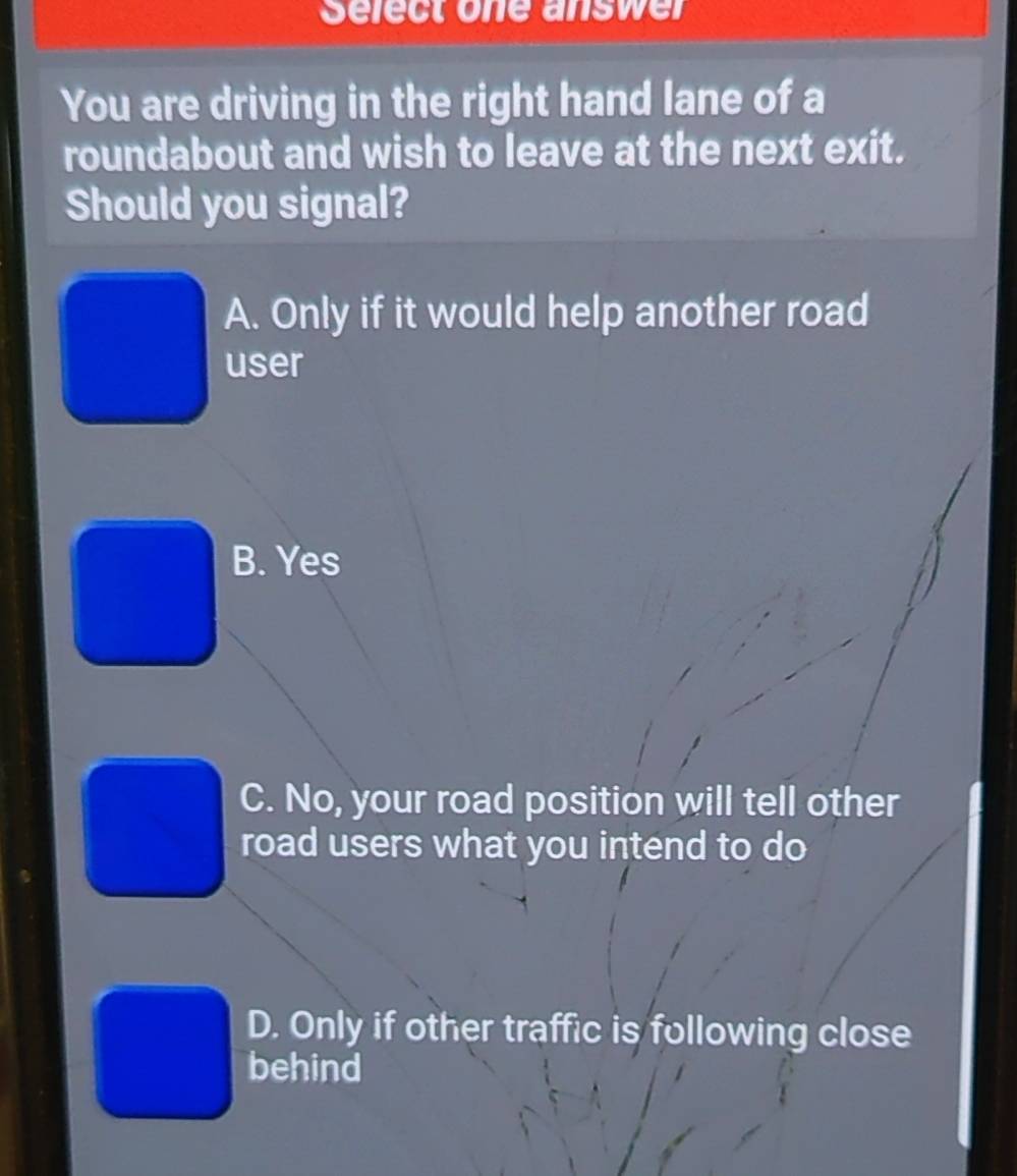 Gelöst:Sefect one answer You are driving in the right hand lane of a ...