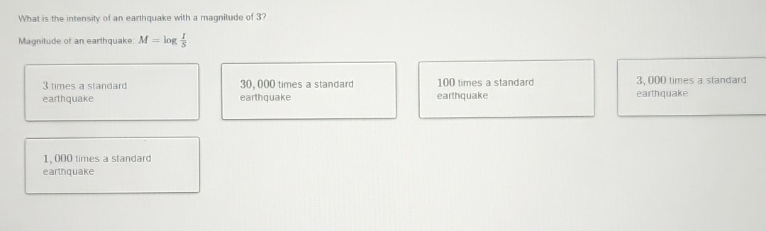 Solved: What is the intensity of an earthquake with a magnitude of 3 ...