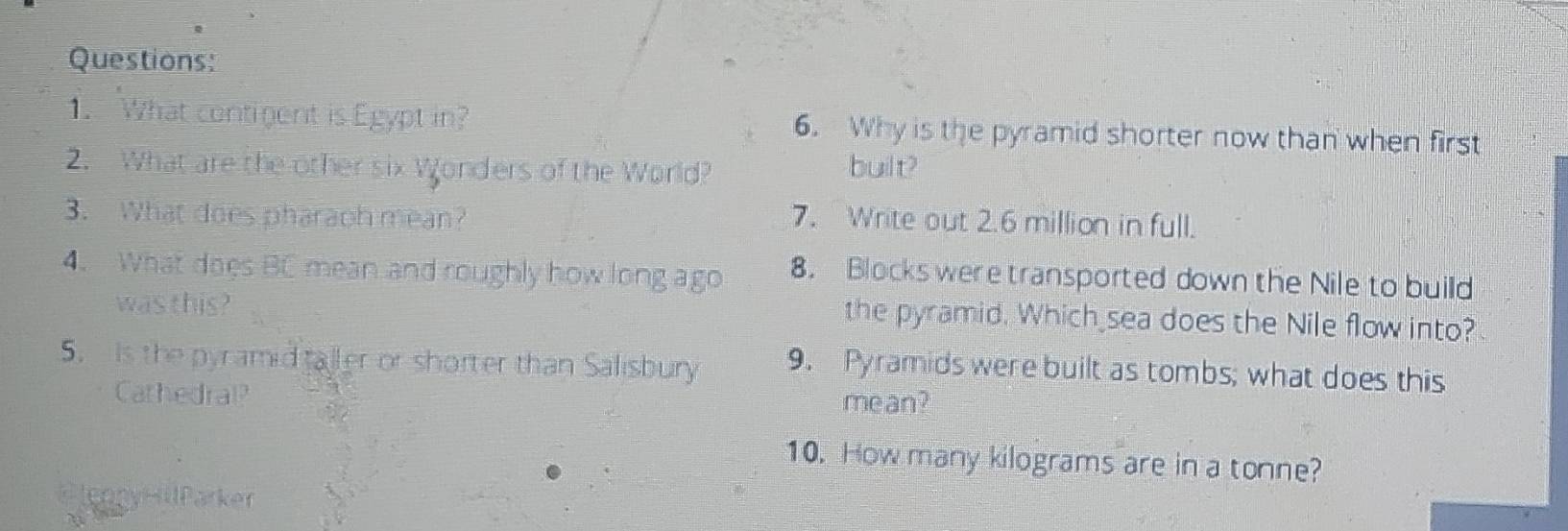 Solved: What contigent is Egypt in? 6. Why is the pyramid shorter now ...