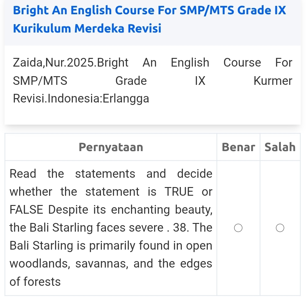 Telah dijawab:Bright An English Course For SMP/MTS Grade IX Kurikulum ...