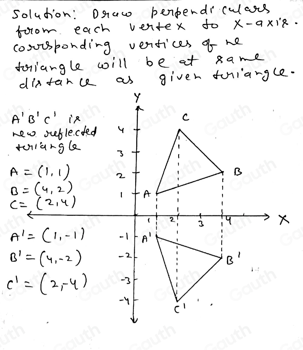 Solved: Catherine drew the triangle that is shown below. Catherine reflected the triangle across ...