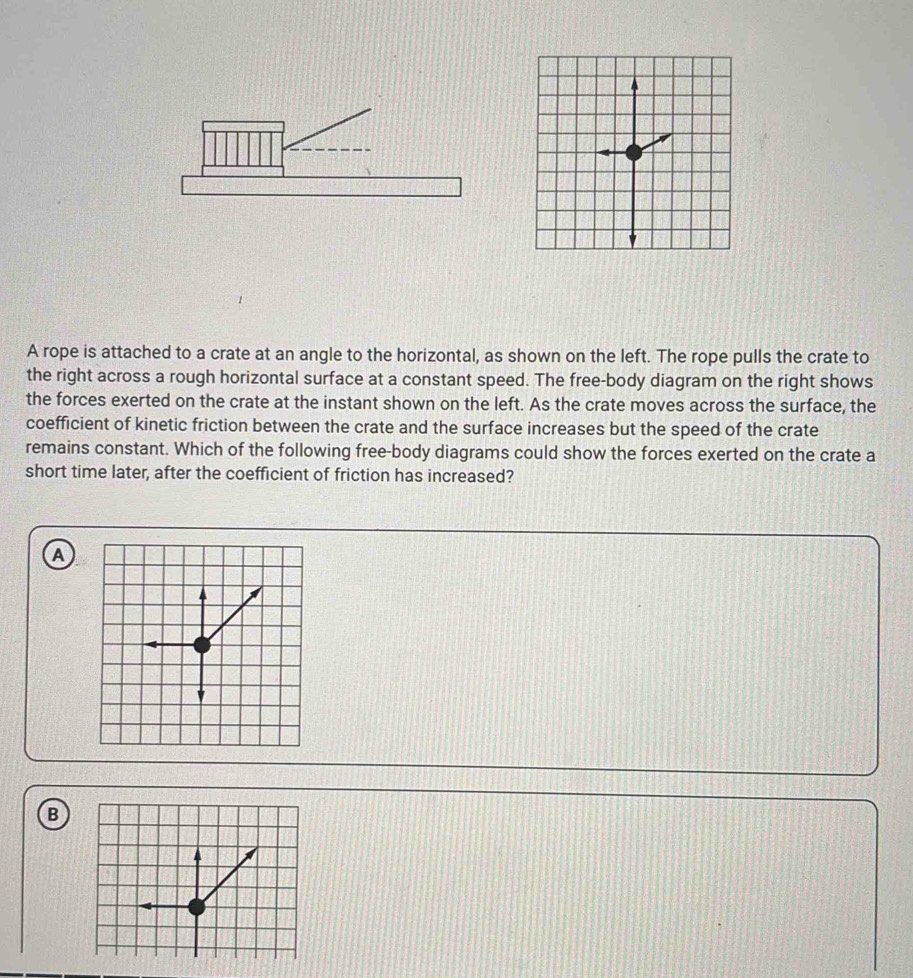 Solved: A rope is attached to a crate at an angle to the horizontal, as ...