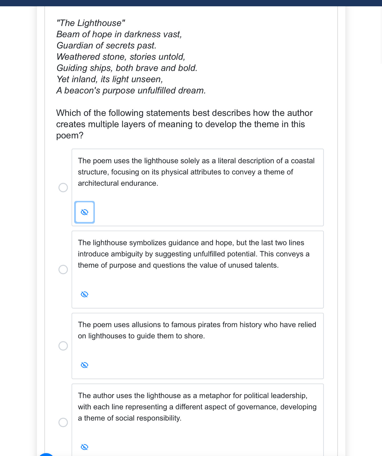 Solved: "The Lighthouse" Beam of hope in darkness vast, Guardian of ...