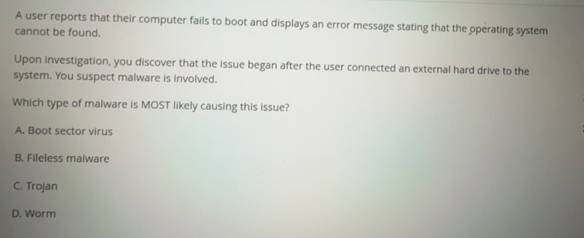 Solved: A user reports that their computer fails to boot and displays ...