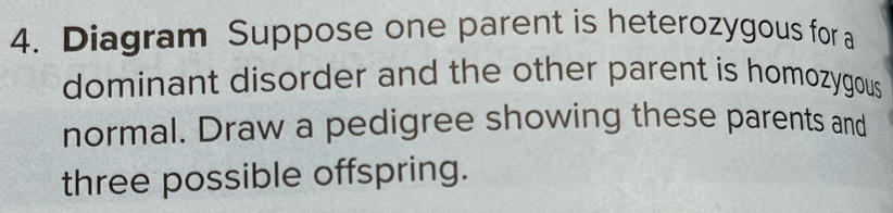 Solved: Diagram Suppose one parent is heterozygous for a dominant ...