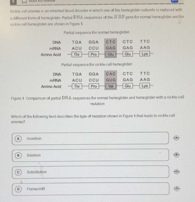 Solved: Mark Tor Review Sickle-cell anemia is an inherited blood ...