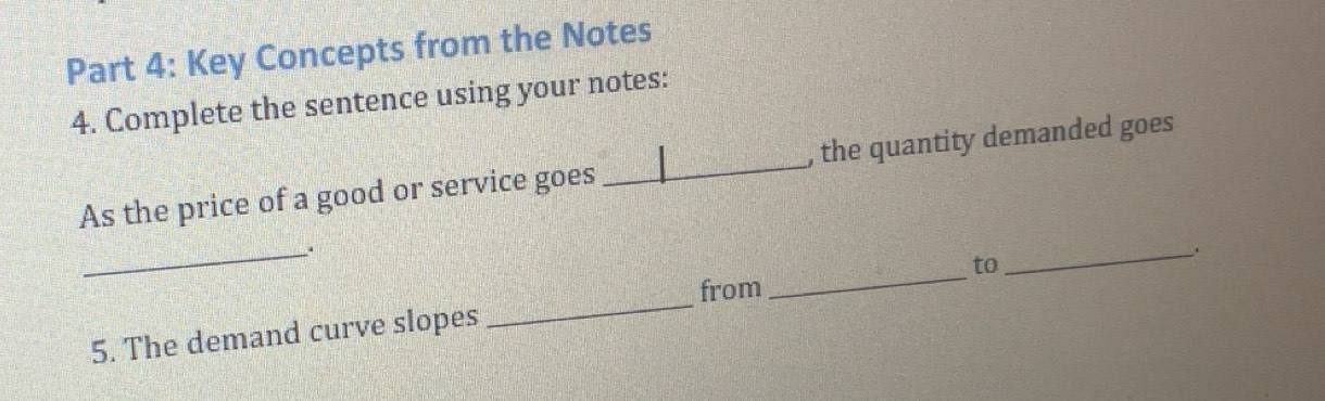 Solved: Key Concepts from the Notes 4. Complete the sentence using your ...