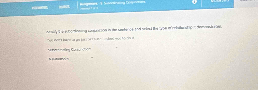 Solved: AMMTS COURSHS Assignment - 8. Subordinating Conjunctions Amerct ...