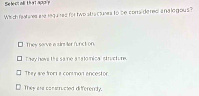 Solved: Select all that apply Which features are required for two ...